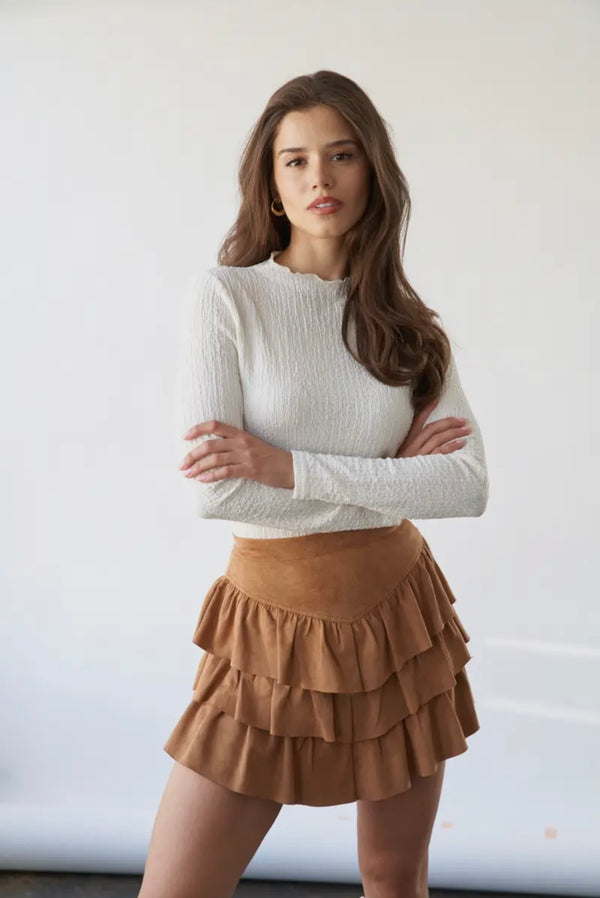 High Ruffle Neckline Long Sleeve Top - PB & Lotus
